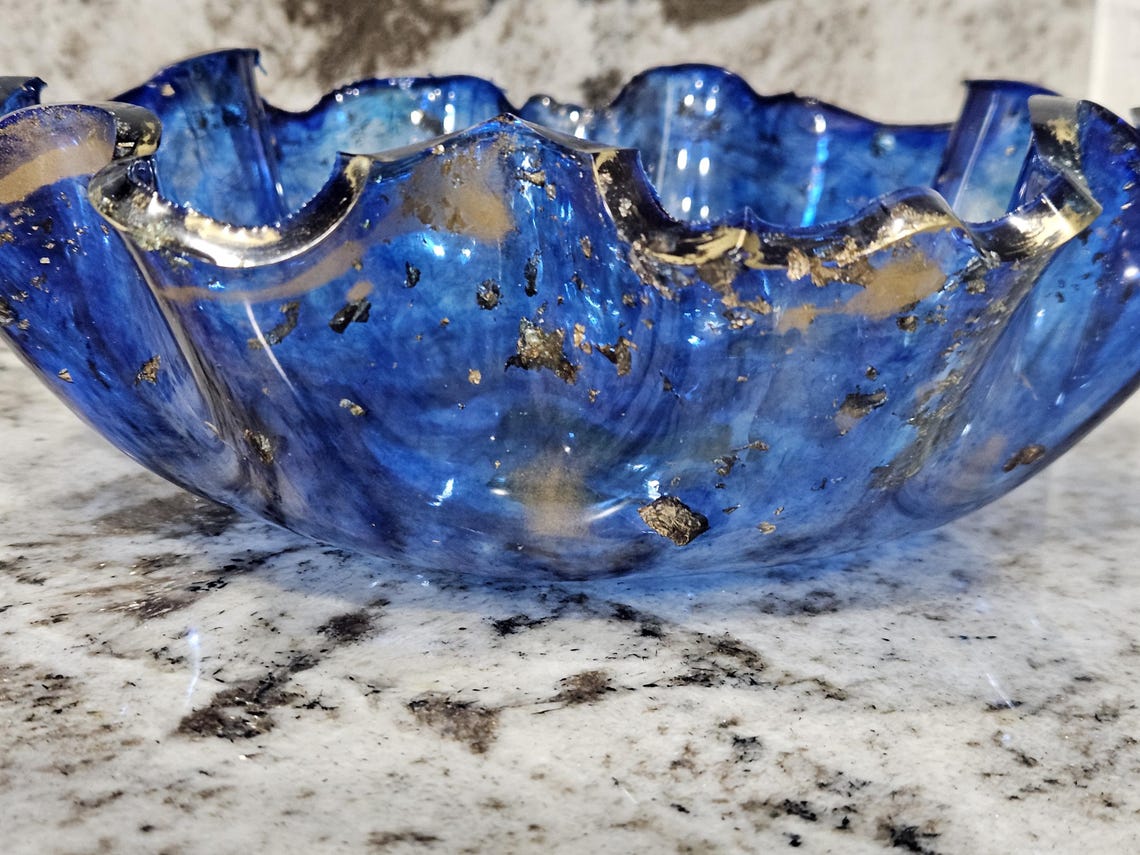 Navy Chief Blue & Gold Epoxy Resin Bowl - Etsy