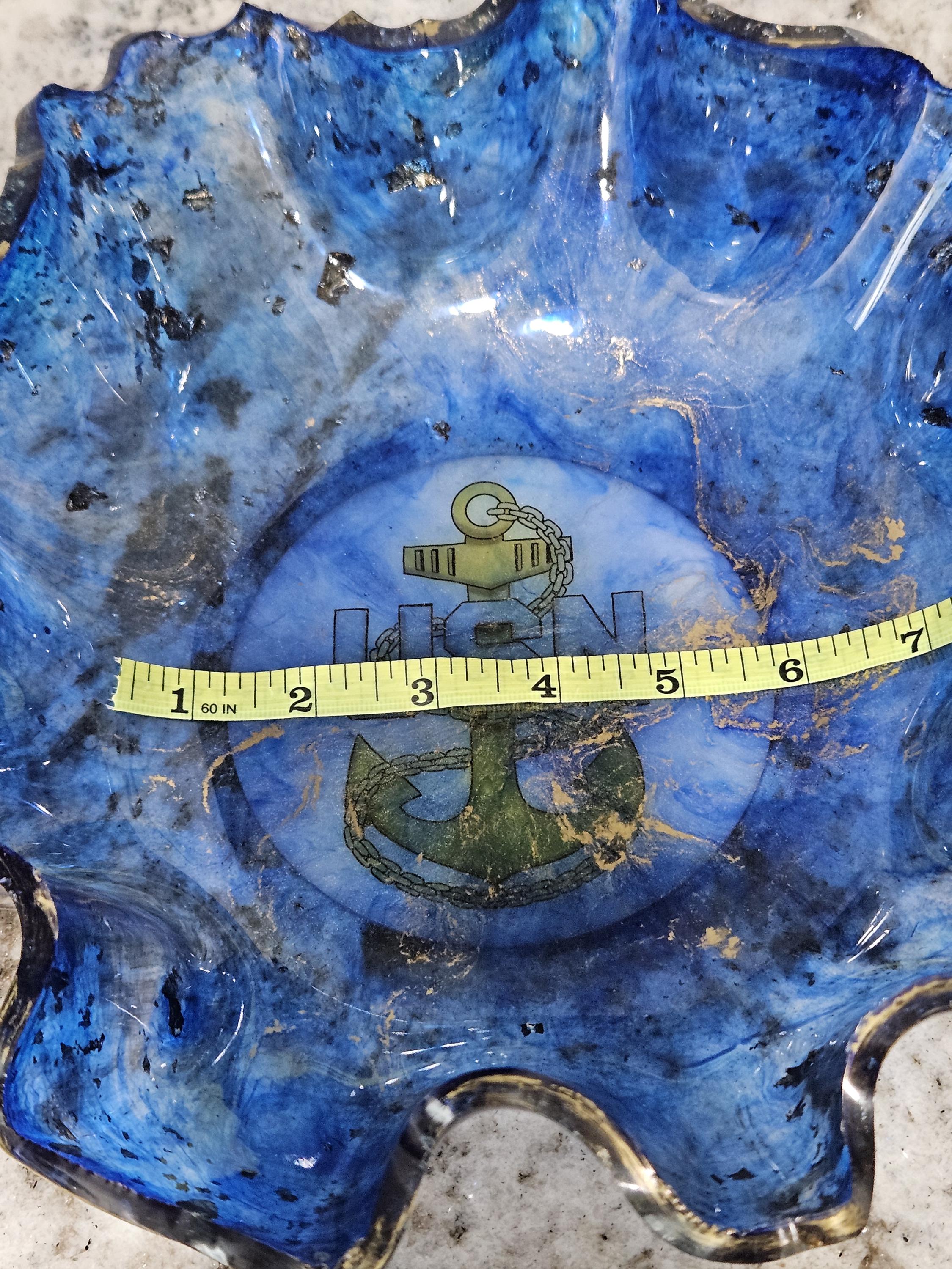 Navy Chief Blue & Gold Epoxy Resin Bowl - Etsy
