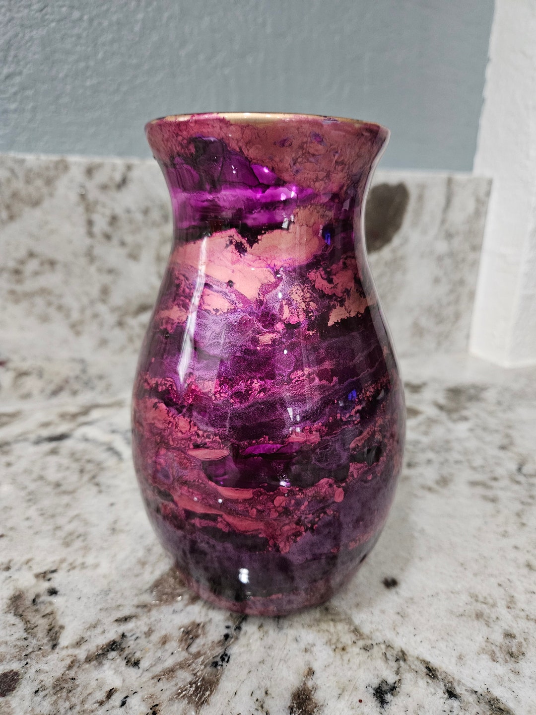 Purple Pink and Gold Epoxy Resin Glass Vase - Etsy