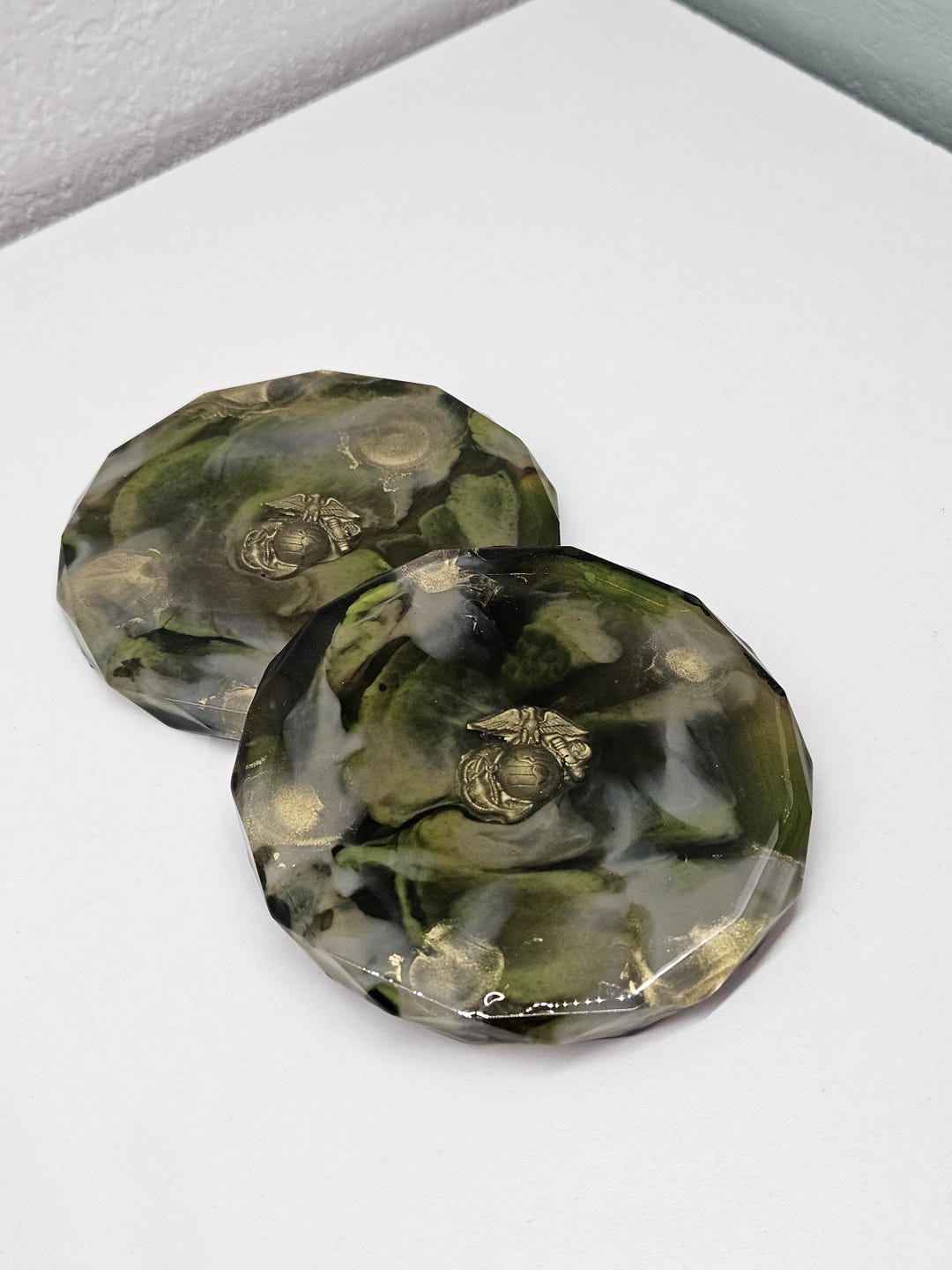 USMC Resin Coasters: Eagle Globe Emblem, Handmade Veteran Gift - Etsy