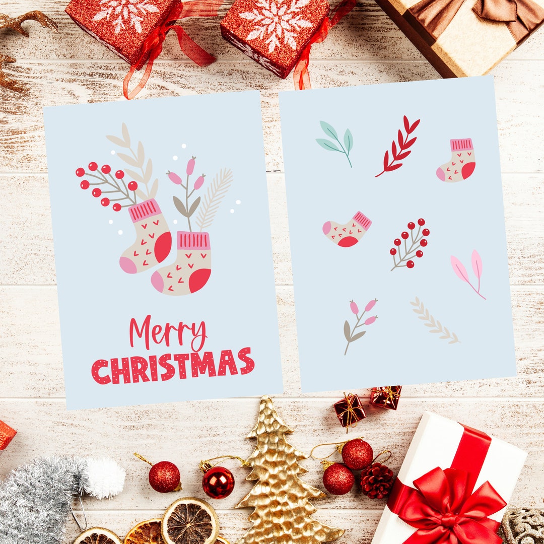 Modern Colorful Christmas Card Printable, Merry Christmas, Bright ...