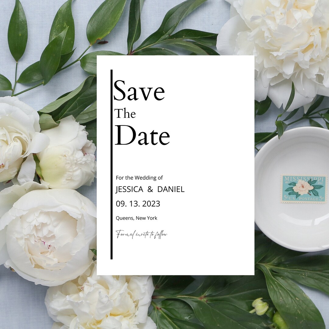 Minimalist Classic Save the Date Wedding Invitation Template, Classic ...