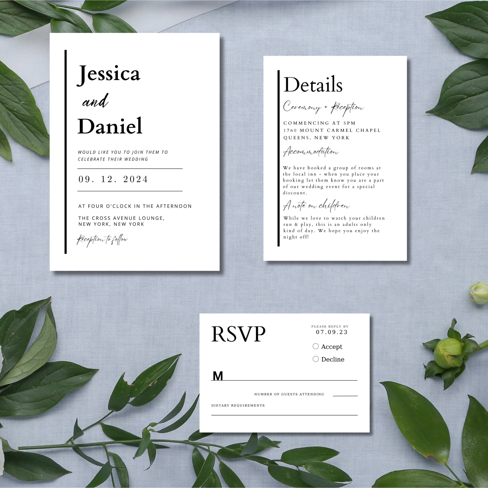 Minimalist Classic Invitation Template. Printable Wedding Invitation ...