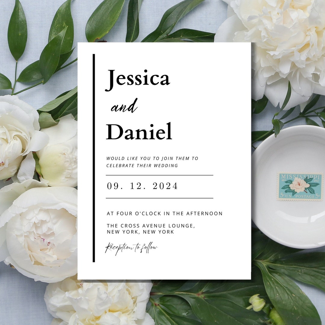 Minimalist Classic Invitation Template. Printable Wedding Invitation ...