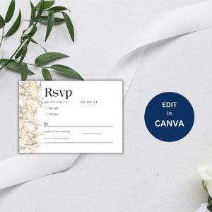Modern Gold RSVP Card Template, Classic RSVP Card, Gold Wedding RSVP ...