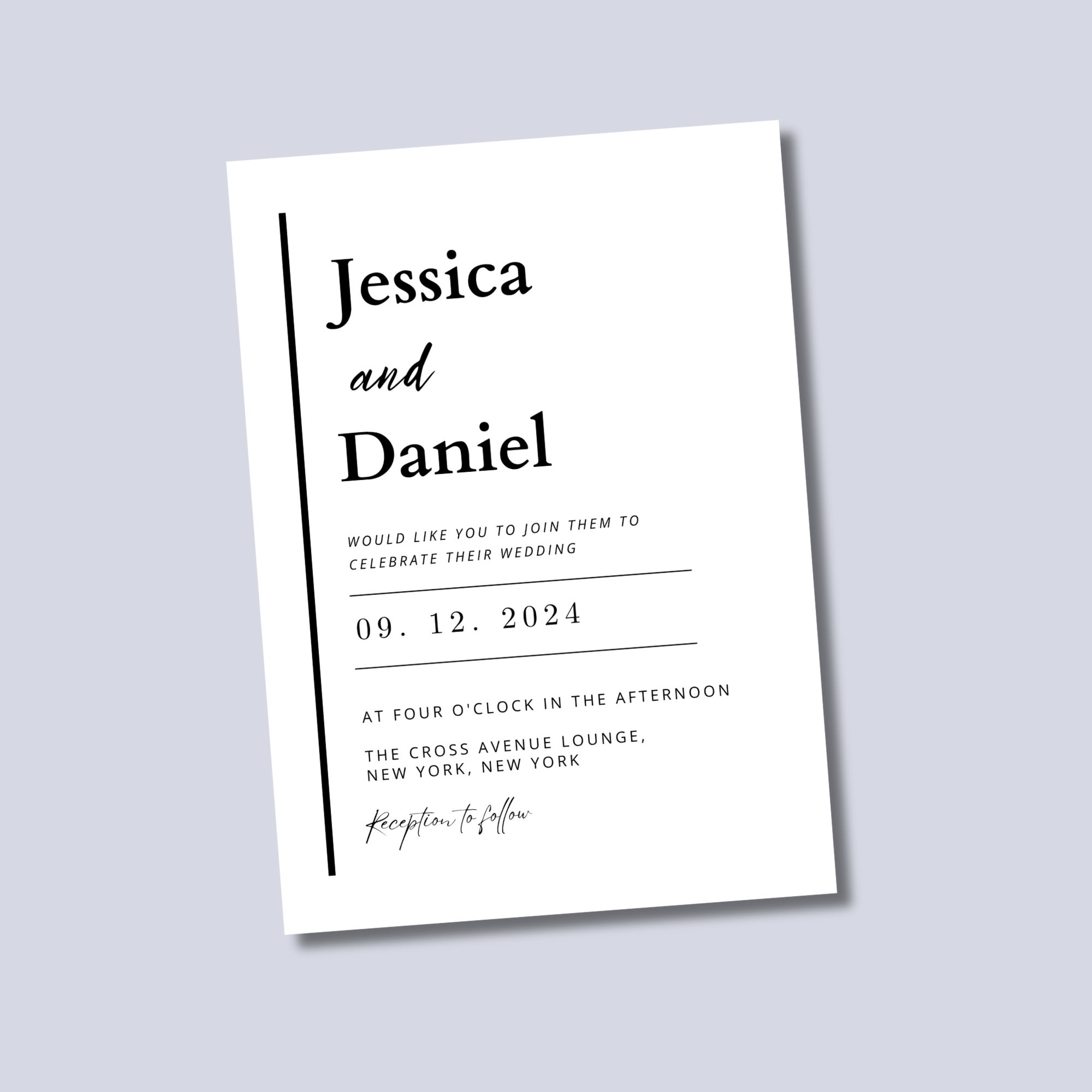 Minimalist Classic Invitation Template. Printable Wedding Invitation ...