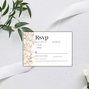 Modern Gold RSVP Card Template, Classic RSVP Card, Gold Wedding RSVP ...