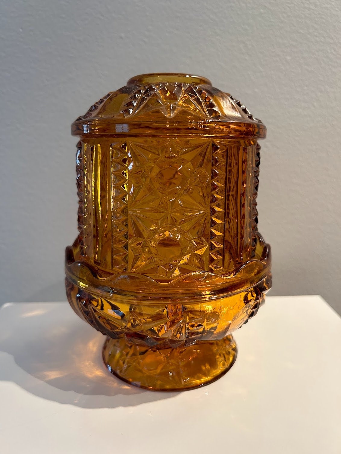 Amber Glass Stars and Bars Fairy Lamp Light Indiana Glass - Etsy