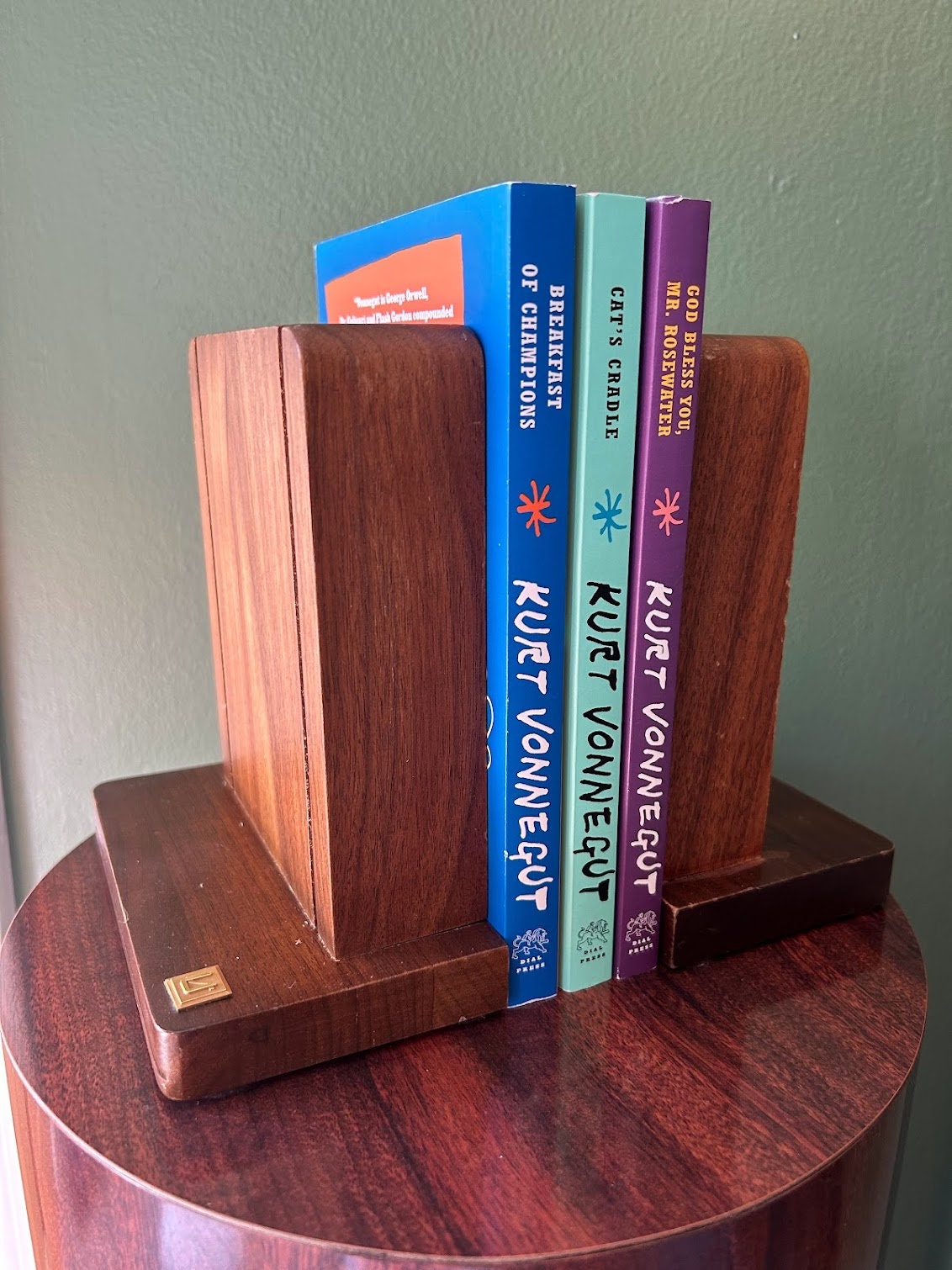 Vintage Handmade Wooden Bookends Pair Brass Detail - Etsy