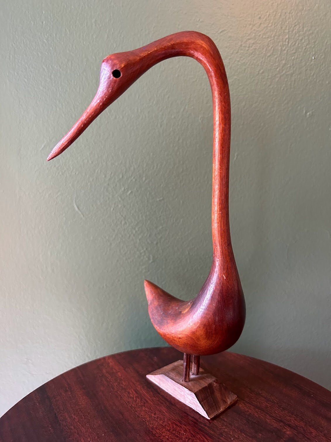 Vintage Hard Carved Wooden Long Neck Bird Sculpture - Etsy