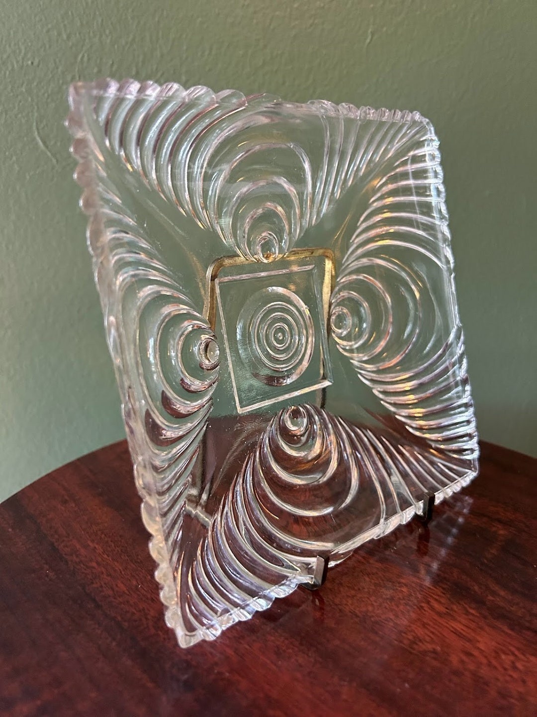 Hazel Atlas Soundwave Pressed Glass Optic Candy Dish - Etsy