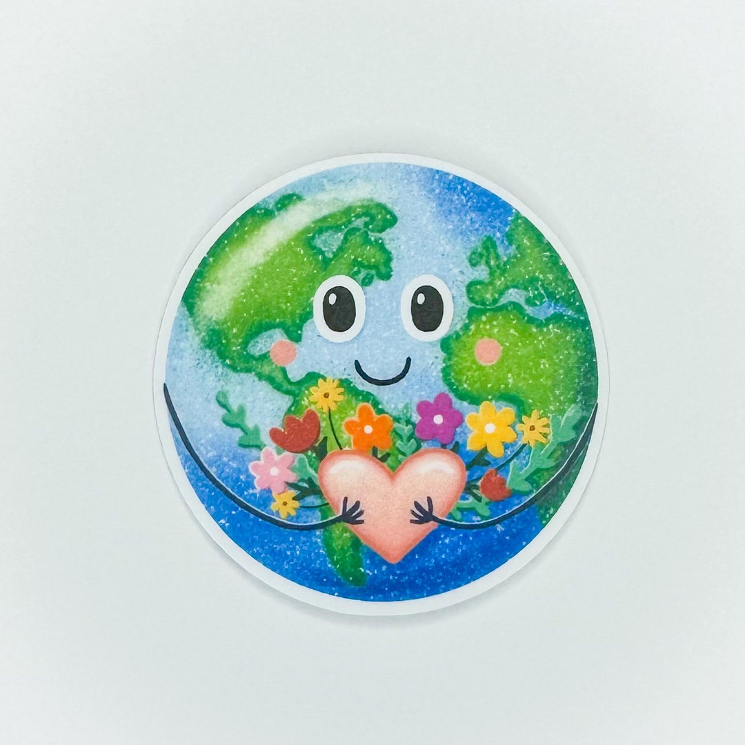 Happy Earth Sticker - Etsy