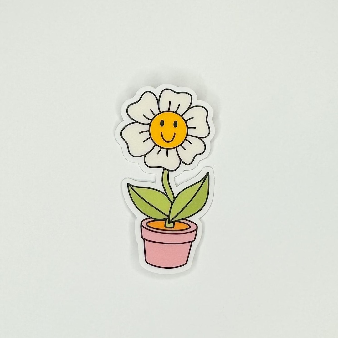 Happy Flower Sticker - Etsy