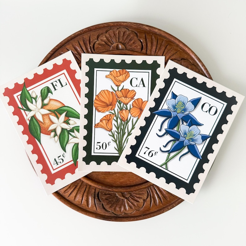 Colorado Columbine Stamp Art Print | 4x6 and 5x7 - Etsy