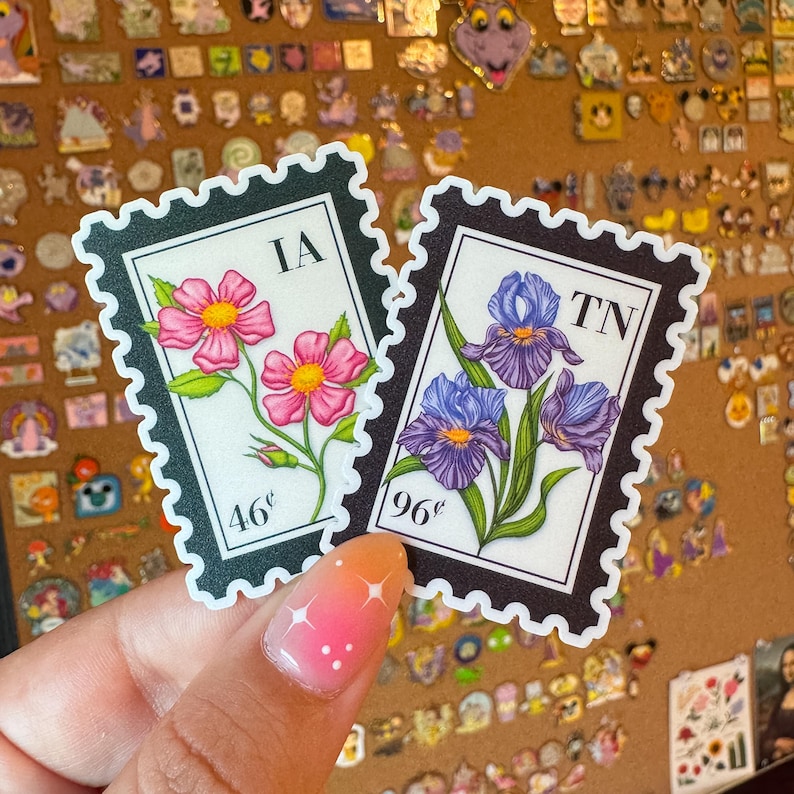 Tennessee Iris Sticker | Vintage Inspired Botanical State Flower Stamp ...