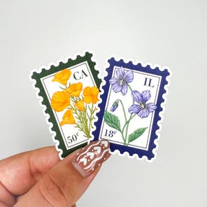 Illinois Blue Violet Sticker | Vintage Inspired Botanical State Flower ...