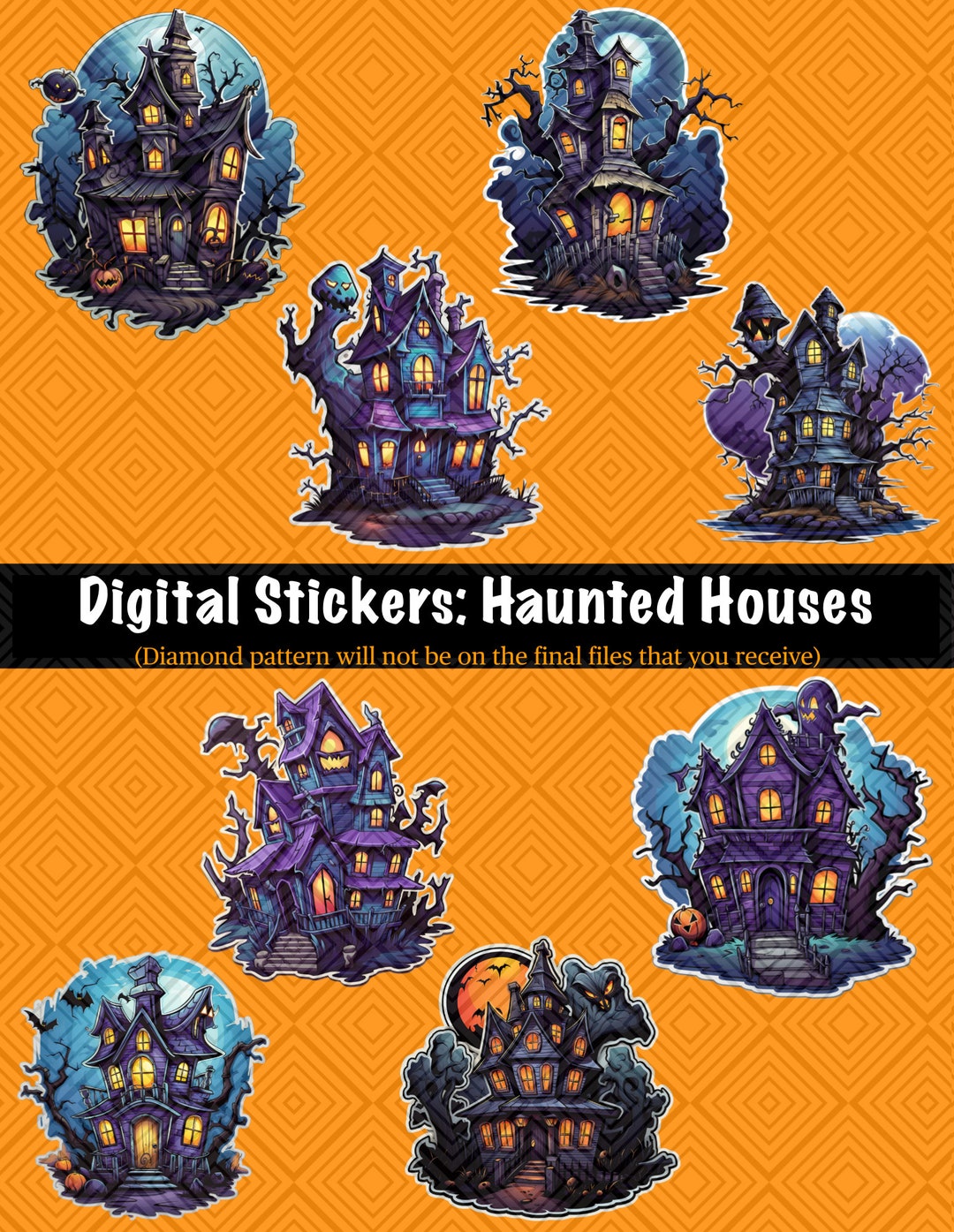 Digital Stickers: Haunted Houses - Etsy