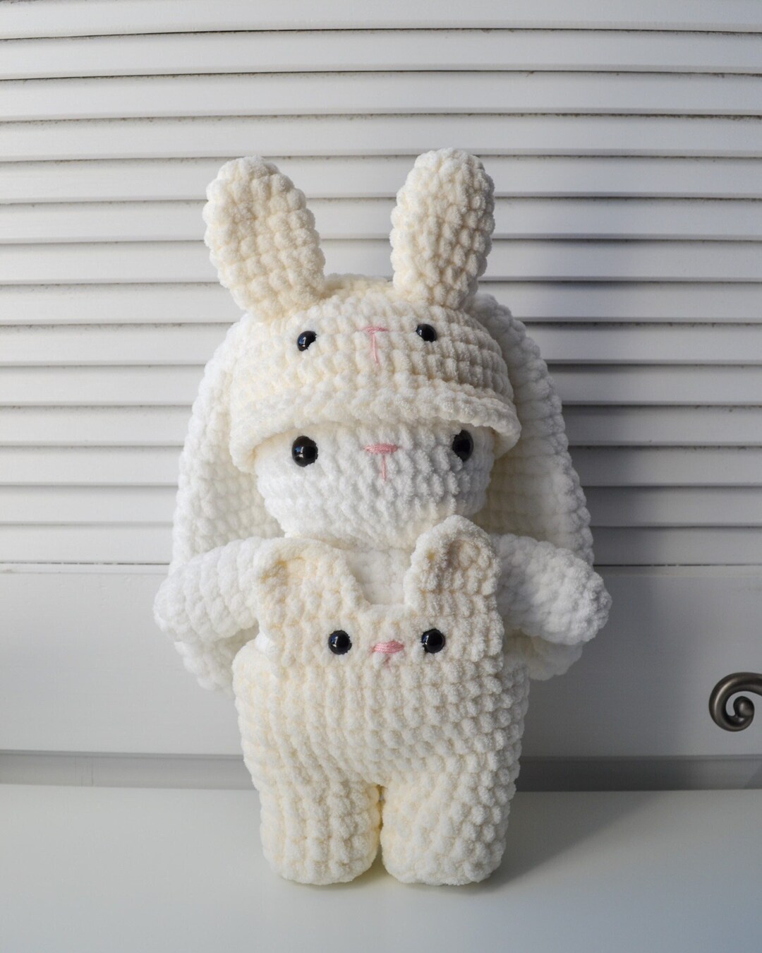Handmade Crochet Bunny Plush With Overalls and Hat. Amigurumi Cute ...