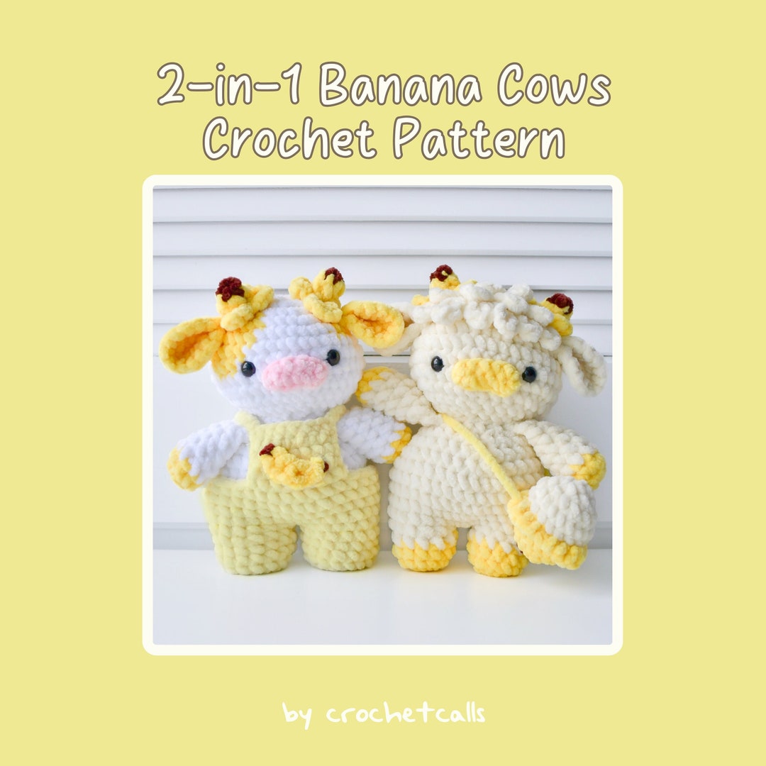 2-in-1 Banana Cows Crochet Pattern Bundle amigurumi Highland Cow ...