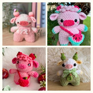 10-in-1 Fruit Cows Crochet Pattern Bundle (amigurumi Highland Cow ...