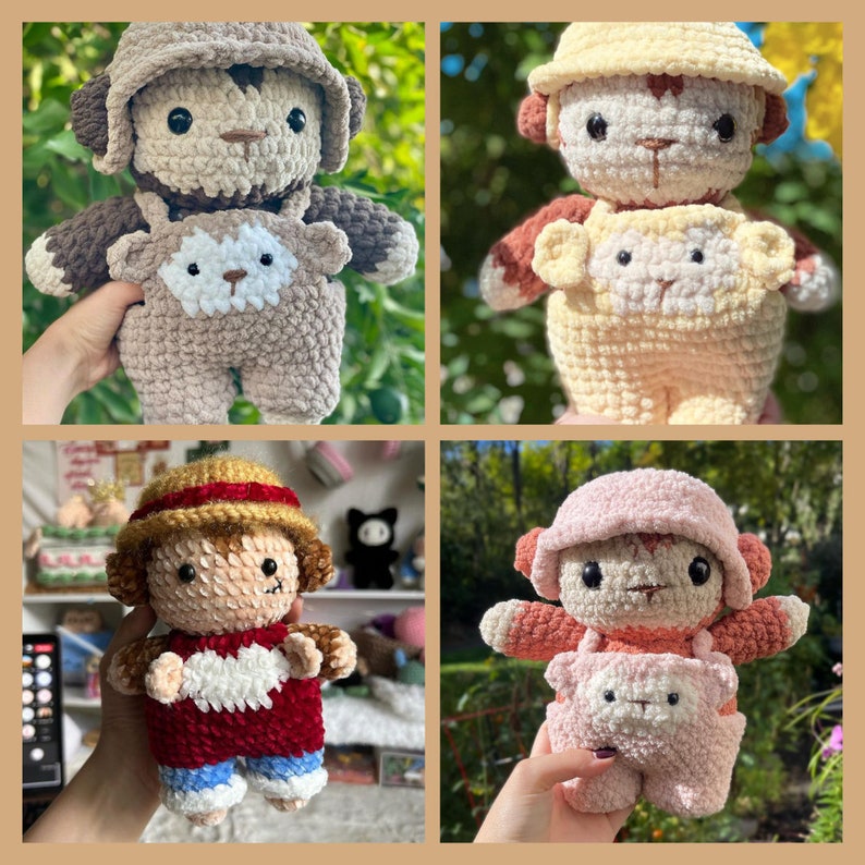Crochet Monkey With Hat and Overalls Plushie Pattern - Etsy