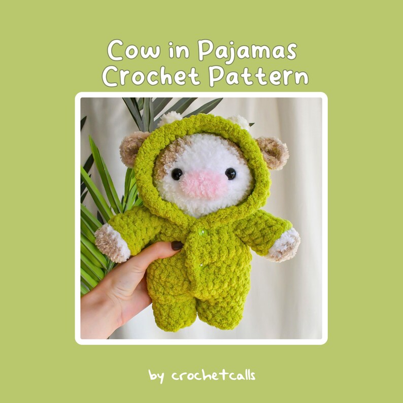 Patrón de vaca en pijama a crochet (peluche amigurumi con mono de una ...