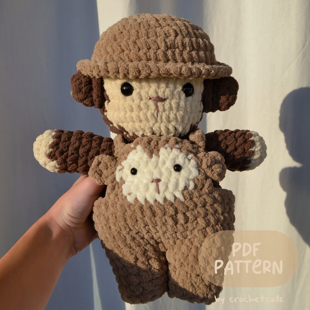 Crochet Monkey With Hat and Overalls Plushie Pattern - Etsy