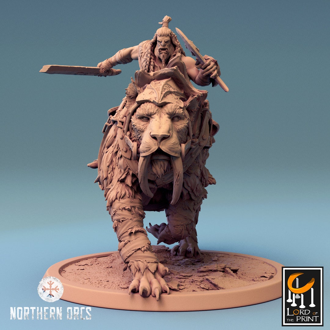 Orc With Sabertooth Simple Mount and Base High Quality 12K Abs 3D Resin ...