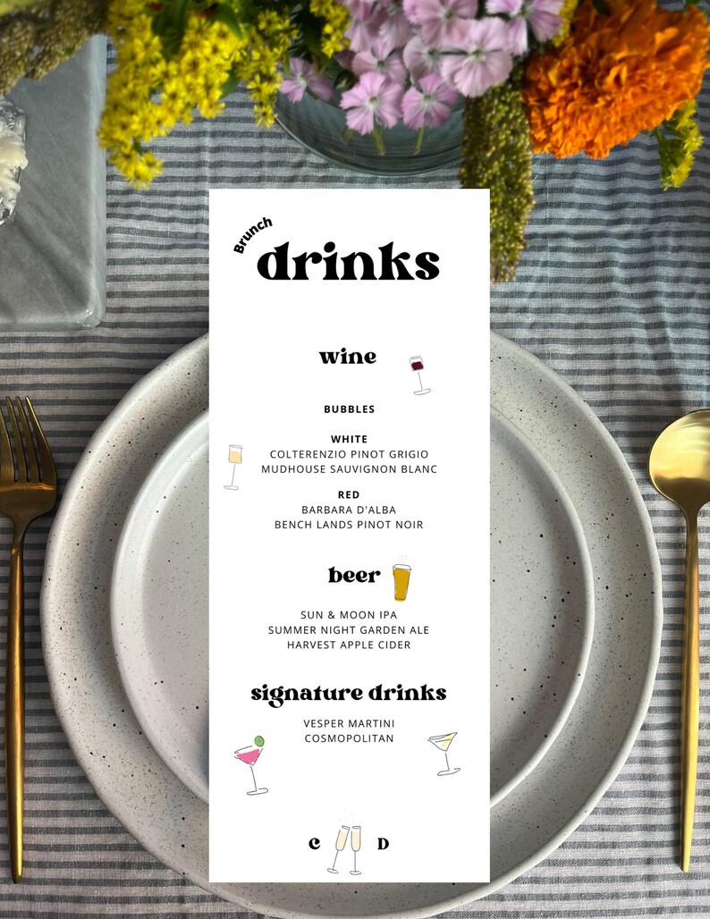 Brunch Menu Template With Illustrations - Etsy