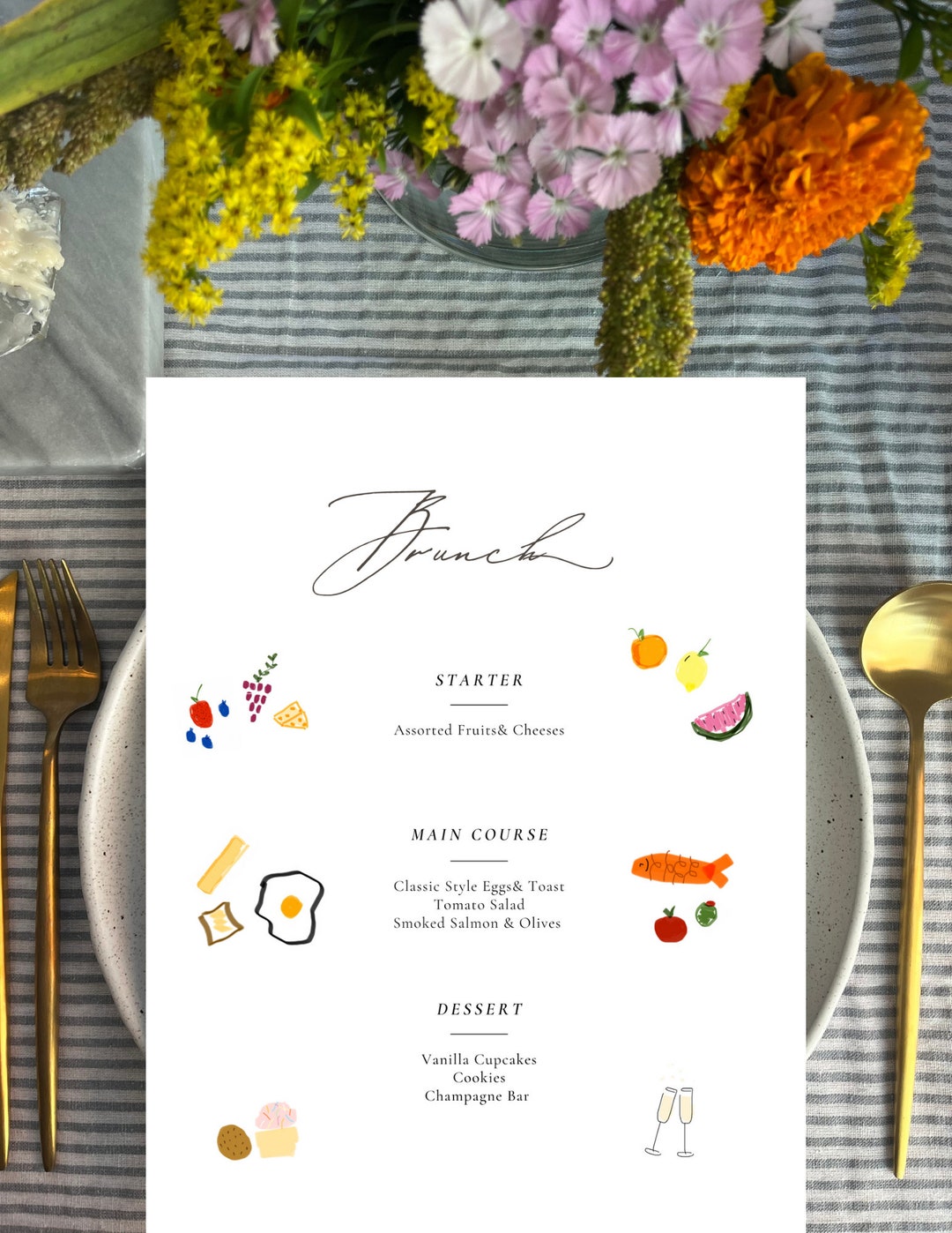 Brunch Menu With Illustrations - Etsy
