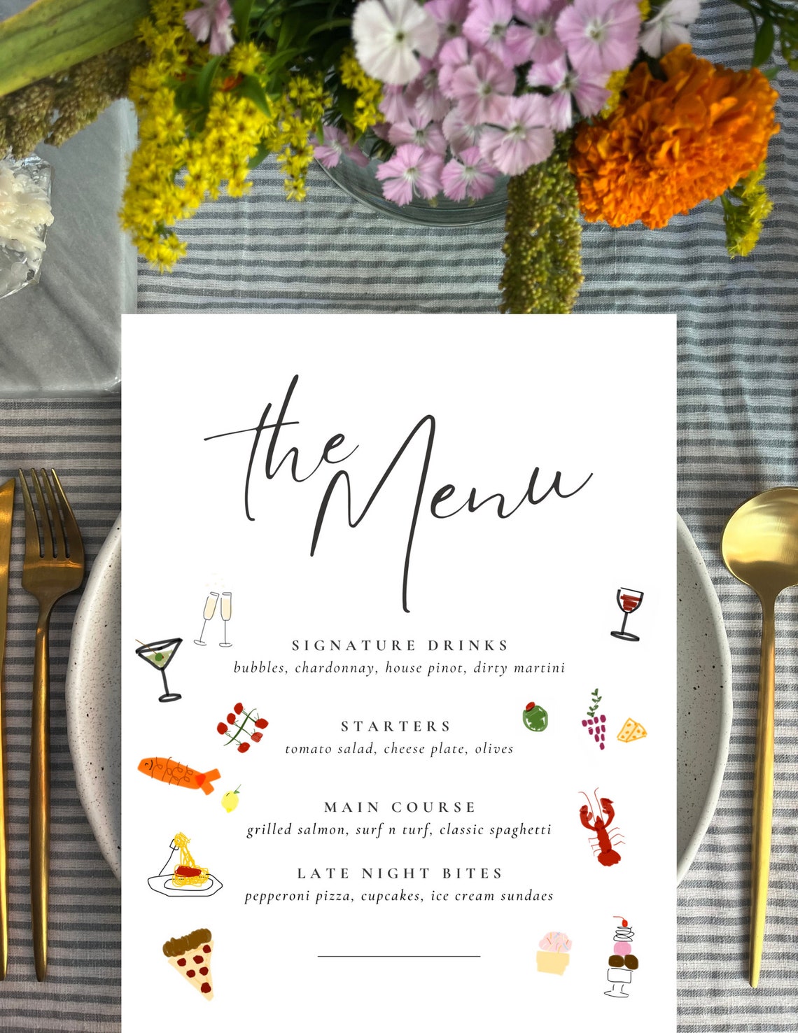 Illustrated Menu's for Events: Dinner Parties - Etsy
