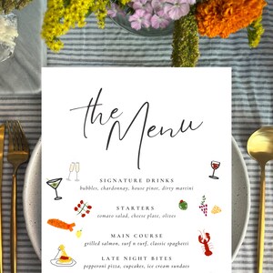 Illustrated Menu's for Events: Dinner Parties - Etsy