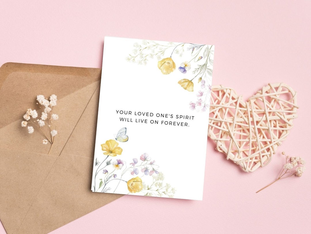 Watercolor Floral Condolence Card , Sending Hugs, Memorial Editable ...