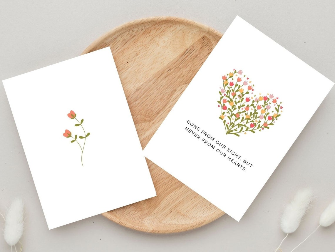 Pink Floral Heart Condolence Card , Sending Hugs, Memorial Editable ...