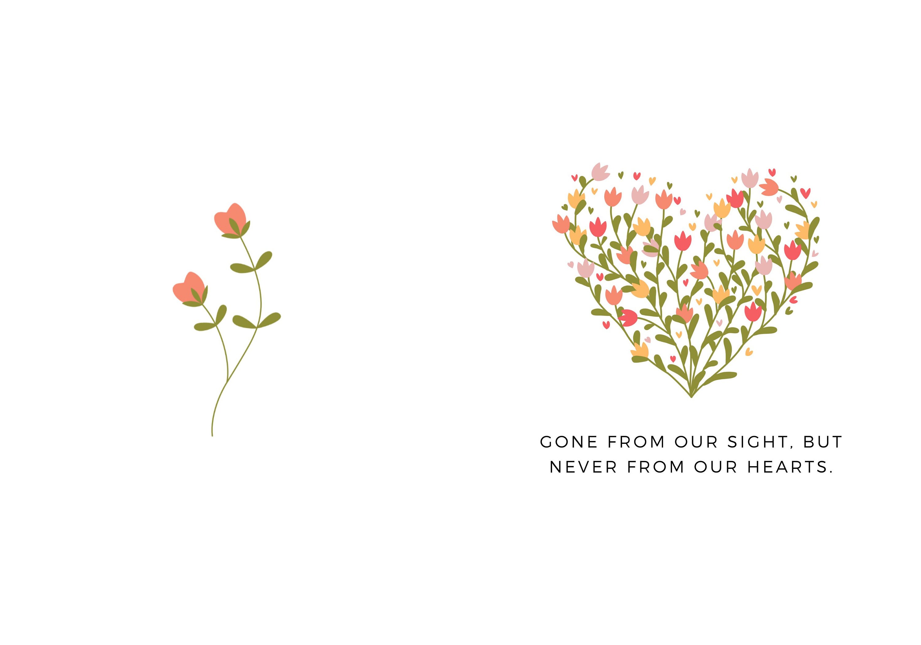 Pink Floral Heart Condolence Card , Sending Hugs, Memorial Editable ...