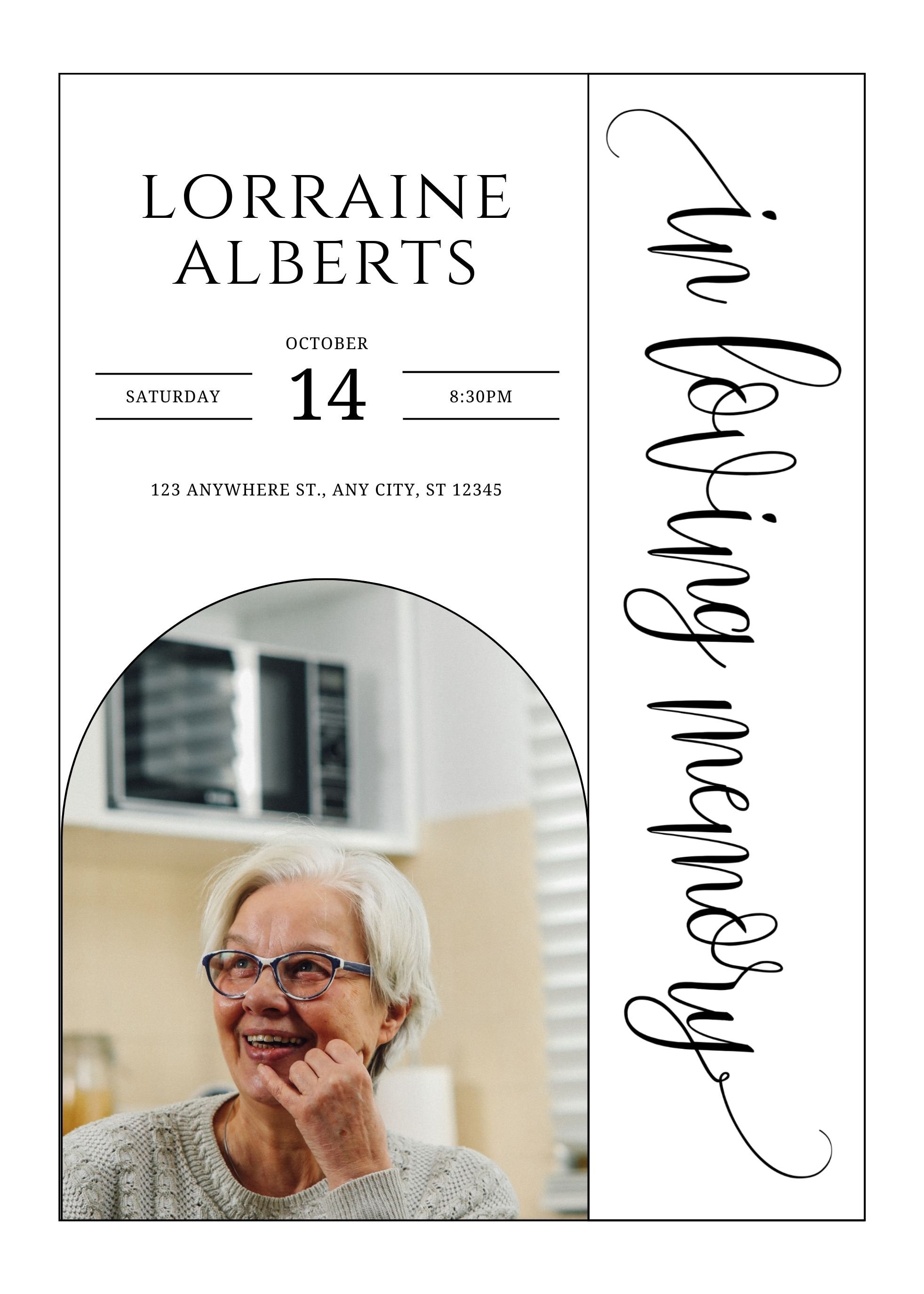 In Loving Memory Funeral Memorial Card, Digital Funeral Invitation ...