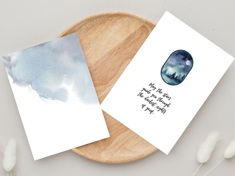Blue Sky Condolence Card, Watercolor Memorial Editable Template ...
