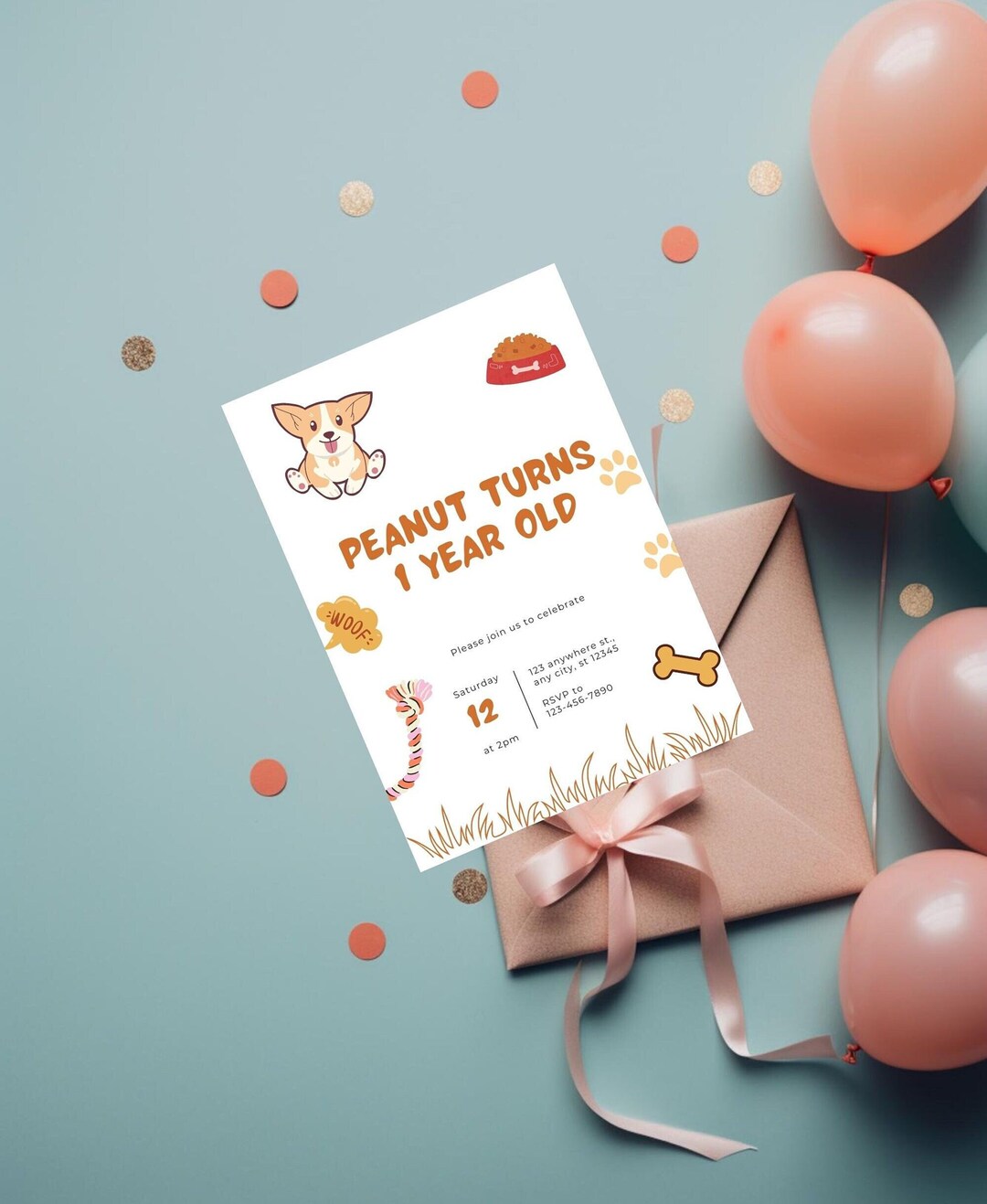Dog Birthday Party Invitation, Welsh Corgi Puppy Party Invite, Pet ...