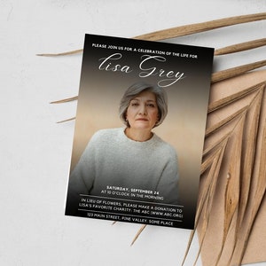 Funeral Memorial Card, Digital Funeral Invitation, Memorial Editable ...