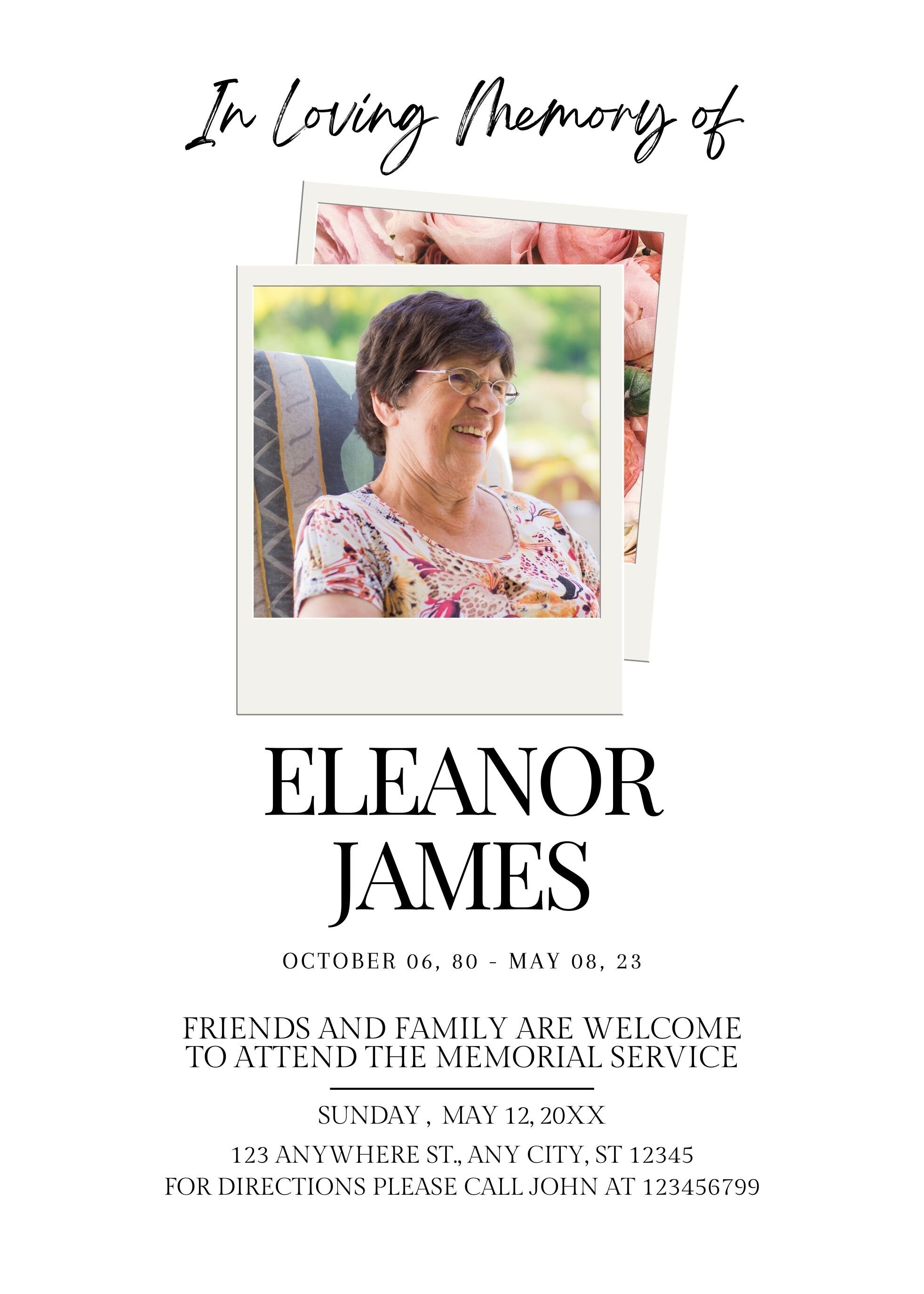 In Loving Memory Funeral Memorial Card, Digital Funeral Invitation ...