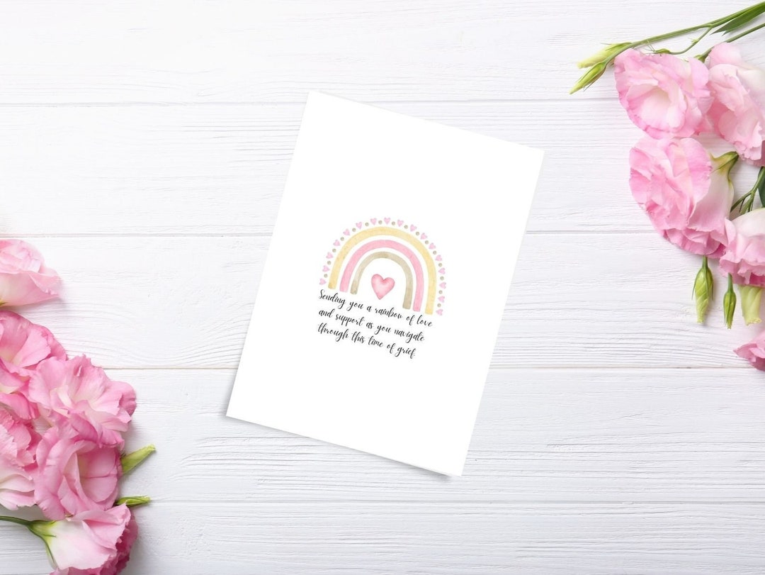 Rainbow Condolence Card, Memorial Editable Template, Watercolor ...