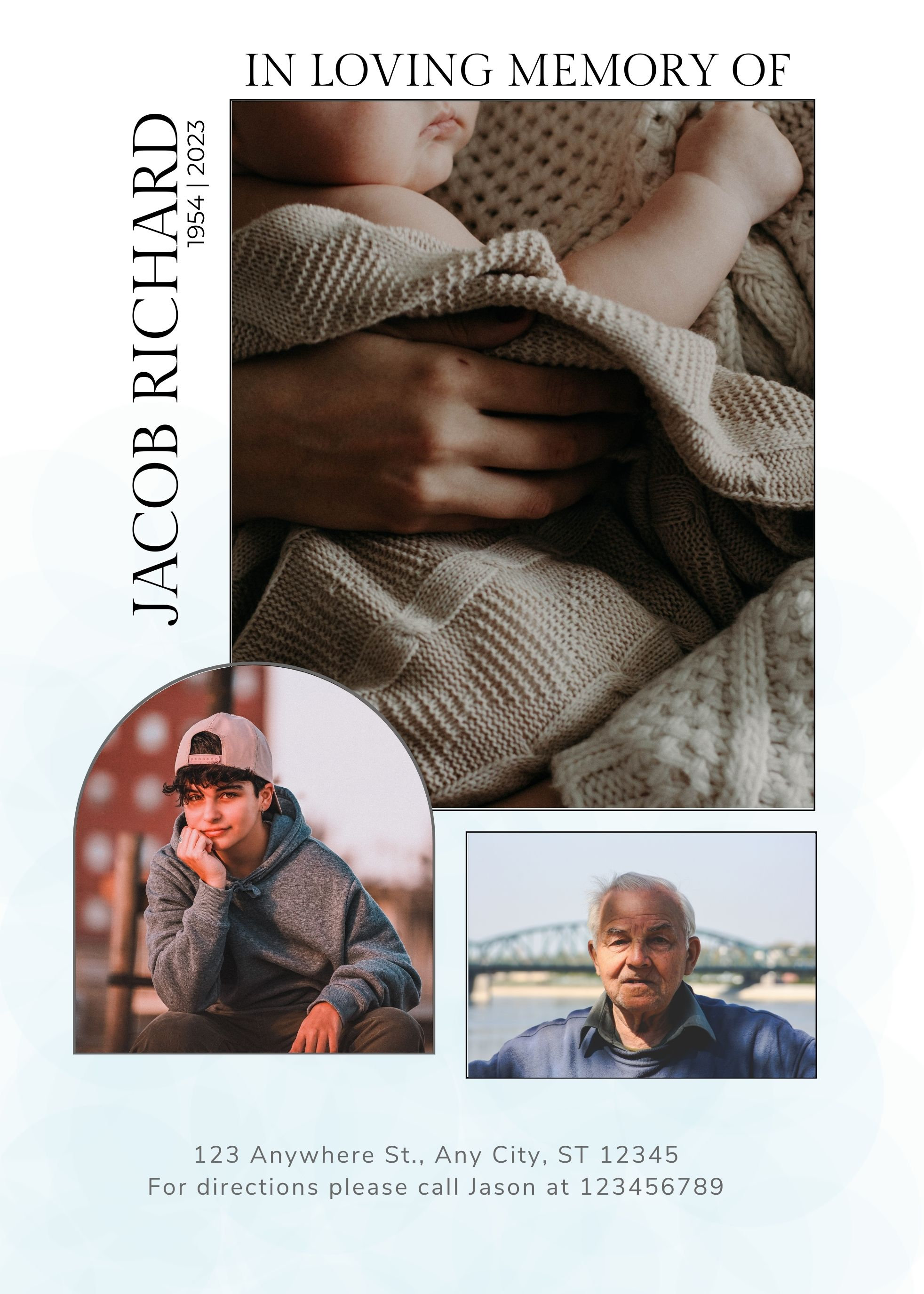 Minimalist Funeral Memorial Card, Digital Funeral Invitation, Photos ...