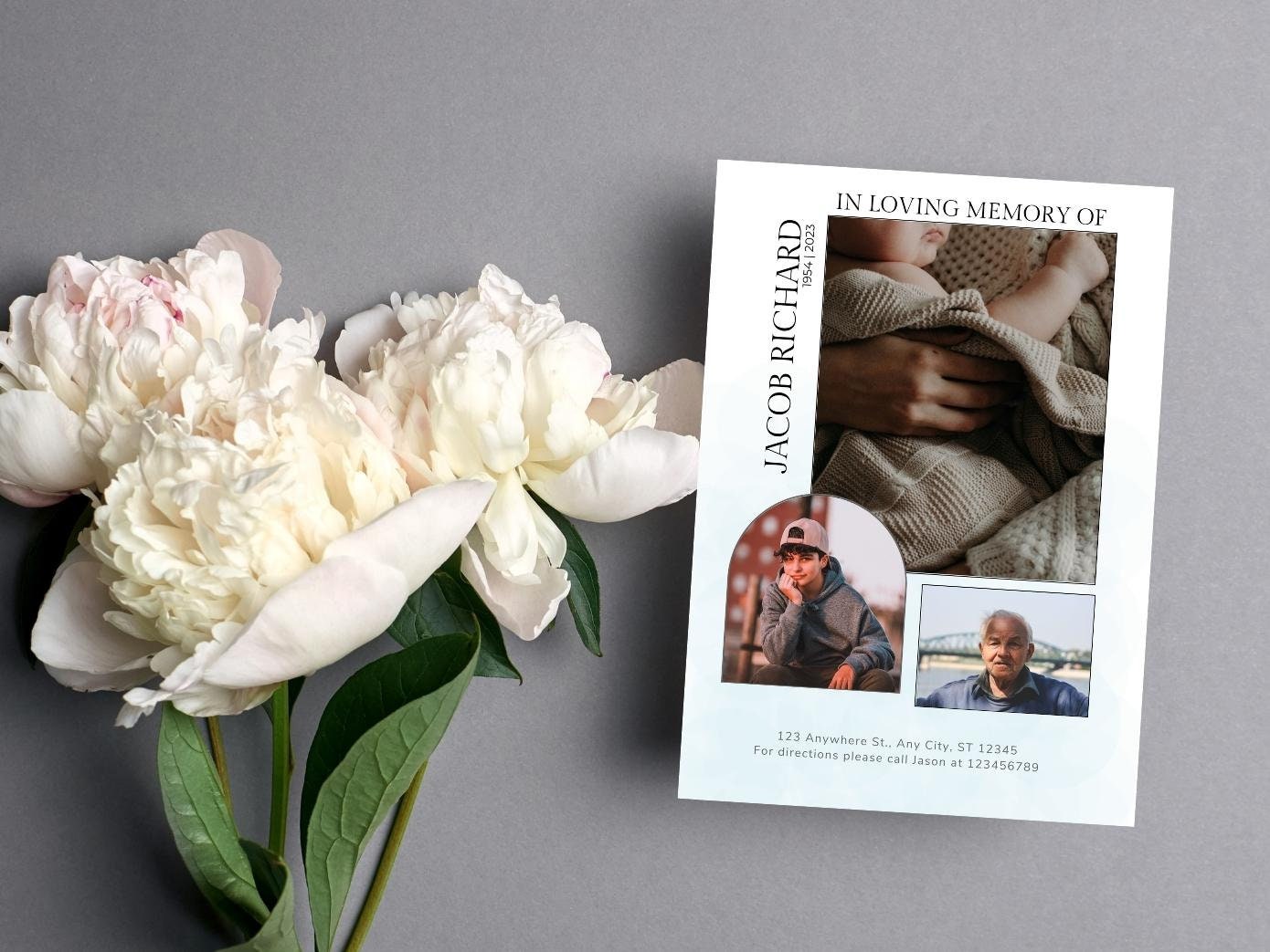 Minimalist Funeral Memorial Card, Digital Funeral Invitation, Photos ...