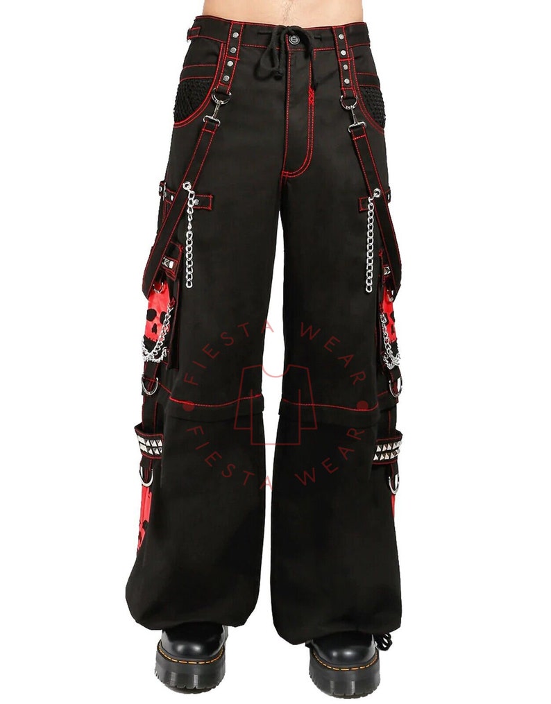 Gothic Pant Red Super Skull Gothic Cyber Chain Goth Jeans - Etsy