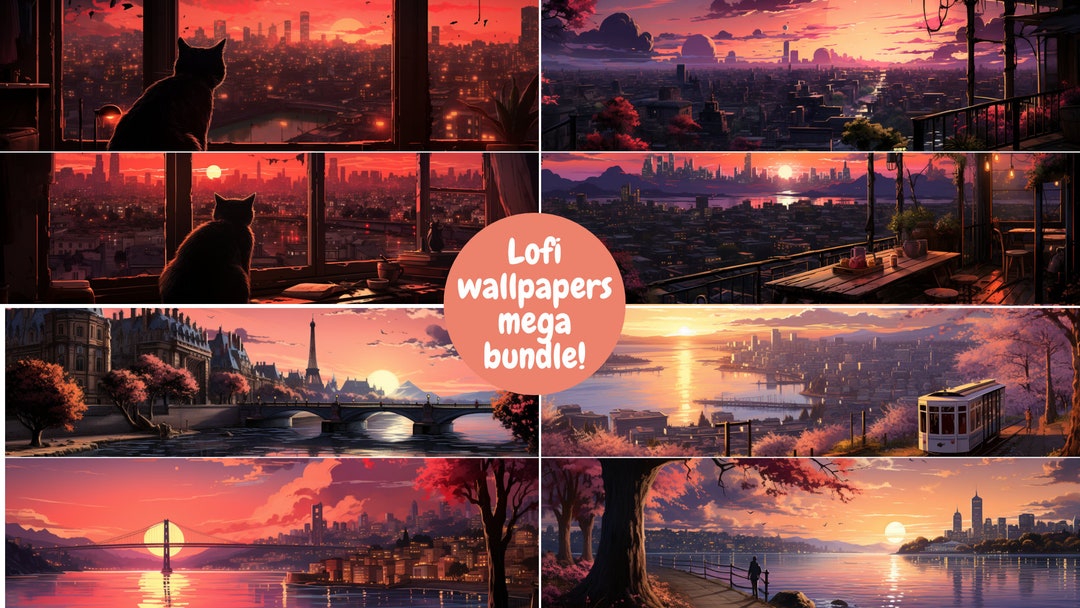 Pacote de papel de parede digital fofo Anime Lofi Desktop para celular ...