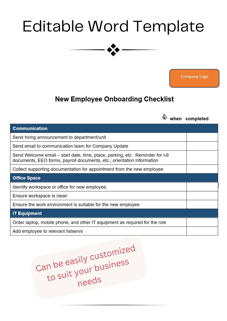 Employee Onboarding Checklist Template New Starter Checklist HR Manager ...