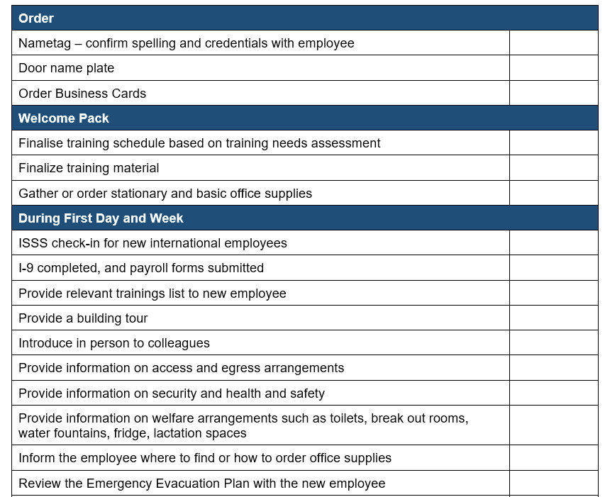 Employee Onboarding Checklist Template New Starter Checklist HR Manager ...