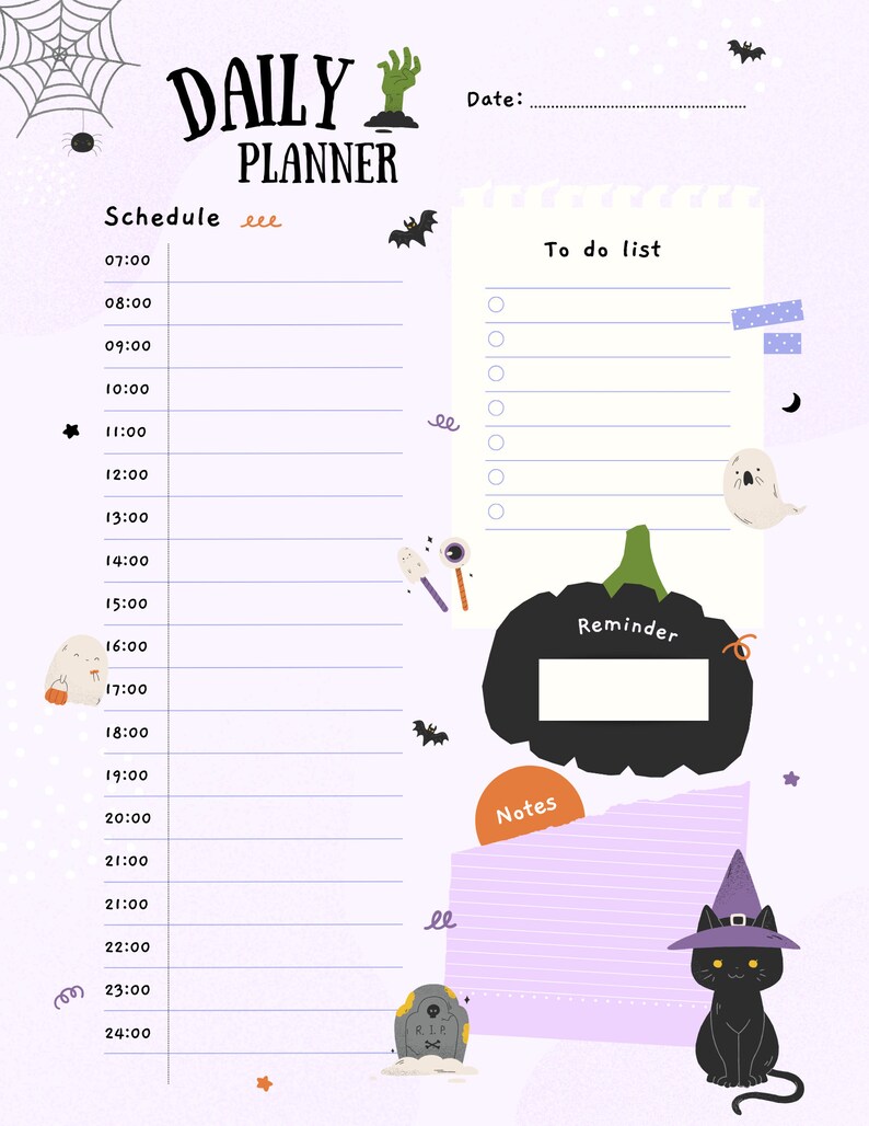 Purple Spooky Daily Planner Printable Digital Download - Etsy