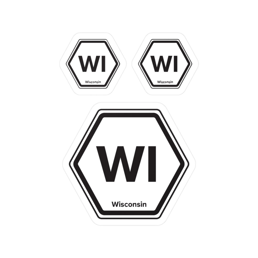 Wisconsin 2 Letter State Travel Sticker Hexagon Shape Forms a Cool ...