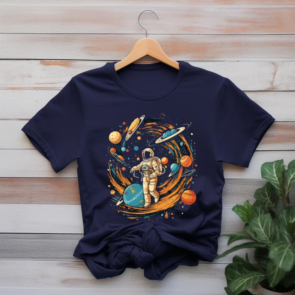Astronaut Shirt, Planets Shirt, Colorful Shirt, Space Themed Tee, Women ...